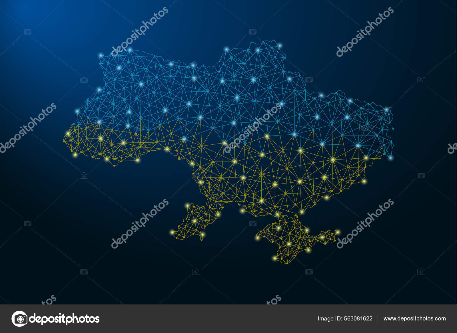Low Poly Ukraine Map Blue Yellow Ukrainian Flag Colors Ukraine Stock ...