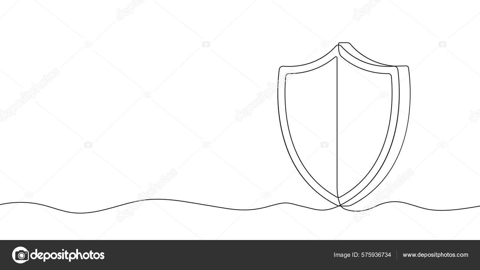 Shield One Continuous Line Drawn Security Shield Drawn One Line Stock ...