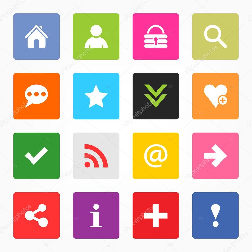 16 icono de colores populares con signo básico 2022