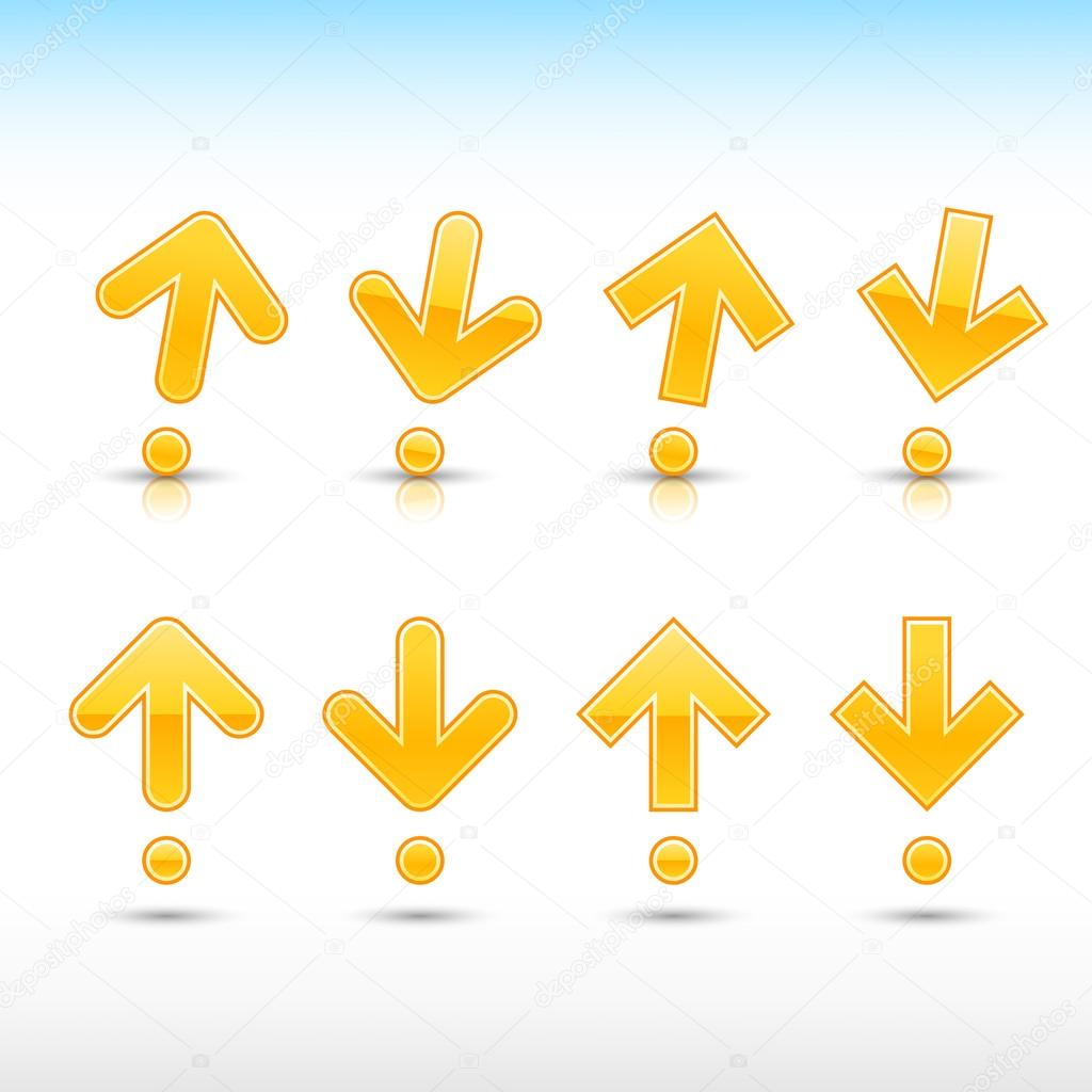 Signo de flecha amarilla en forma de signo de exclamación. Formas ...