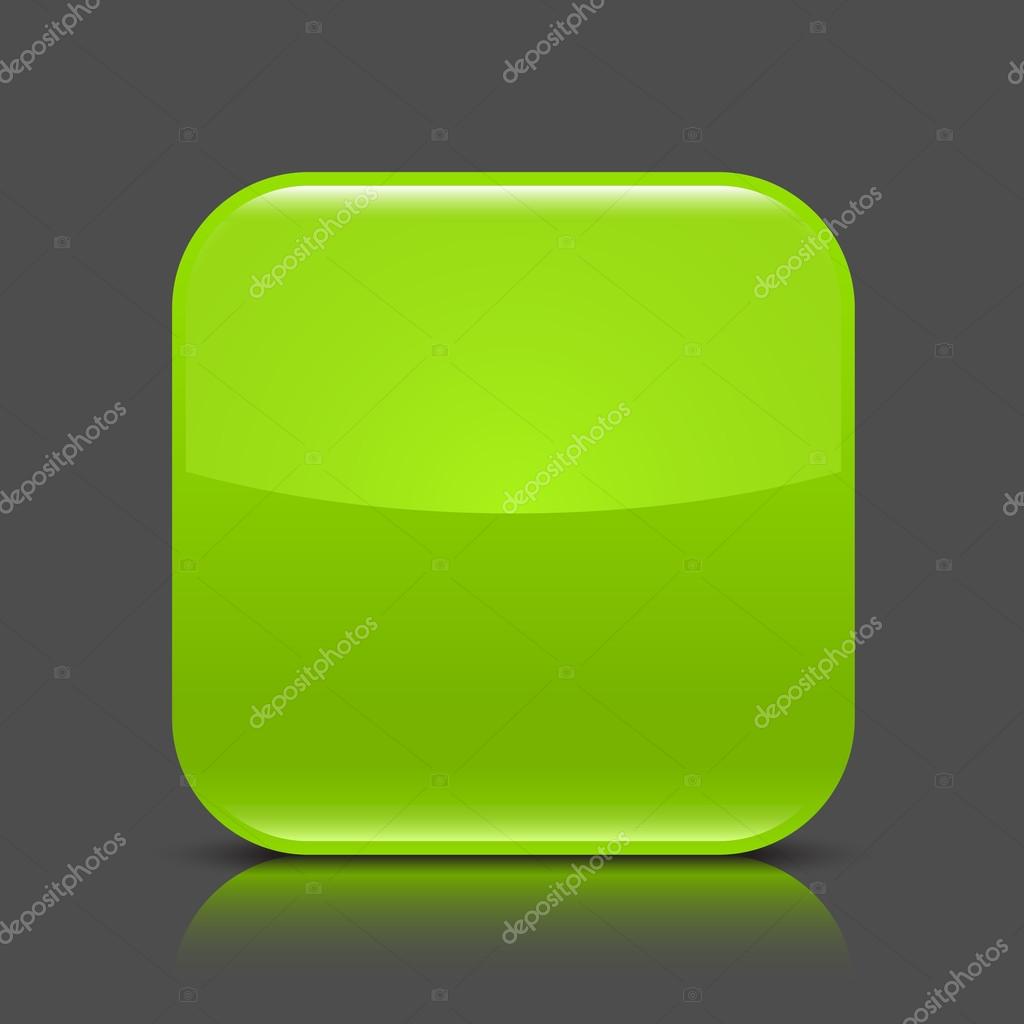 Green glossy blank web button. Rounded square shape icon with black ... Green glossy blank web button. Rounded square shape icon with black ...