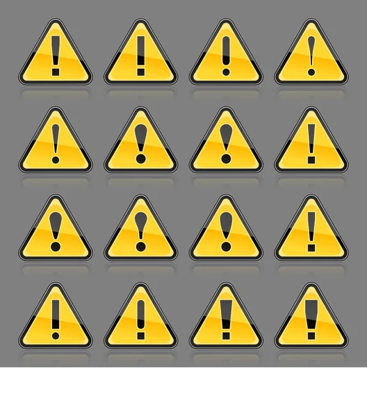Yellow warning sign with exclamation mark symbol. Rounded triangle ...