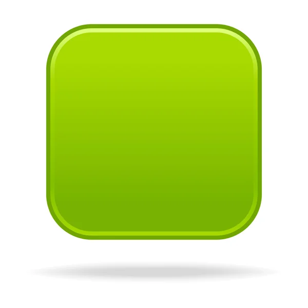 Green glossy blank web button. Rounded square shape icon with black ...