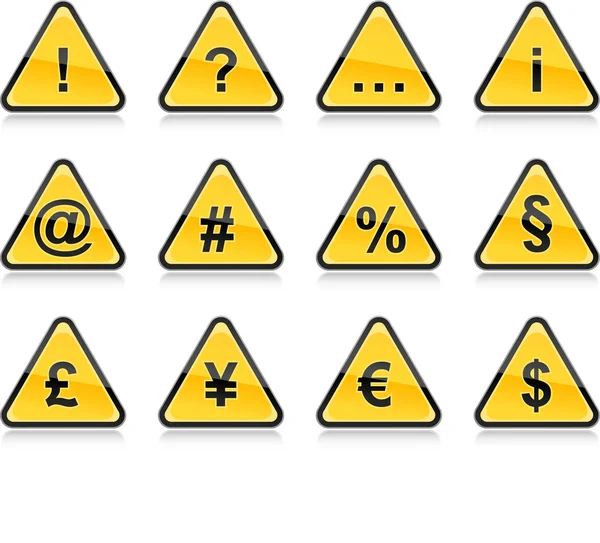 Yellow warning sign with exclamation mark symbol. Rounded triangle ...