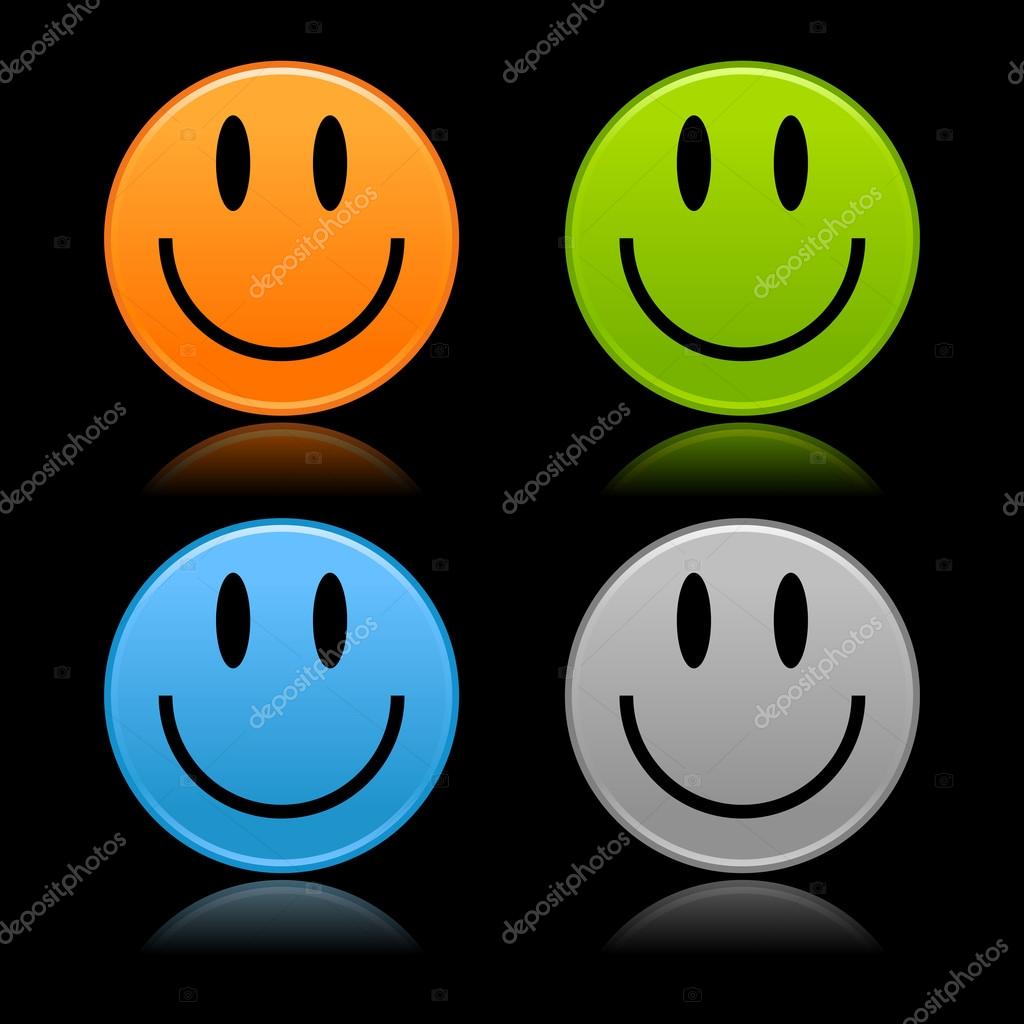Matted colored smiley faces on black background Stock Vector Image by ...