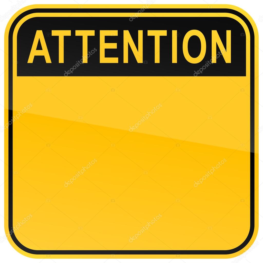 Yellow warning blank attention sign on a white background — Stock ...