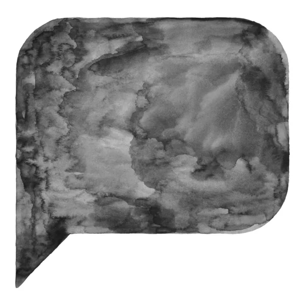 Black watercolor blank speech bubble dialog empty circle shape white ...