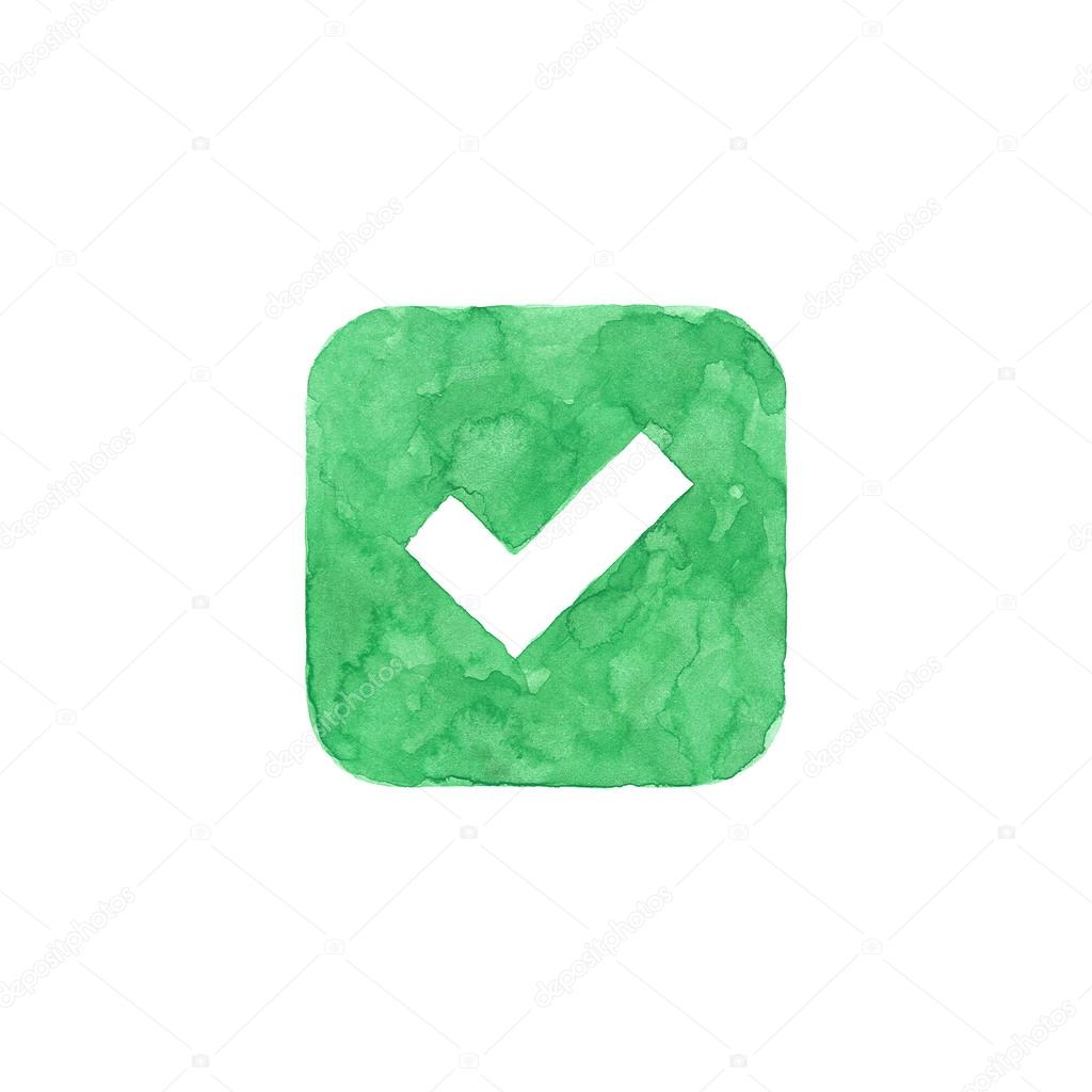 Comprobar icono de marca botón verde con signo. Forma cuadrada ...