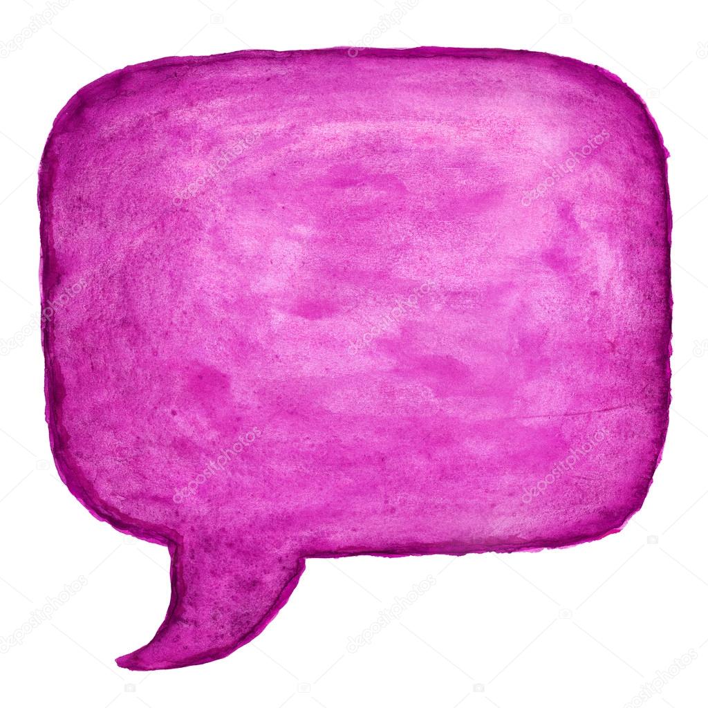 Pink watercolor blank speech bubble dialog square shape on white ...