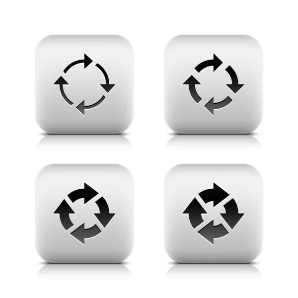 4 glossy button with black arrow pictogram refresh reload rotation loop sign set Stock Vector ...