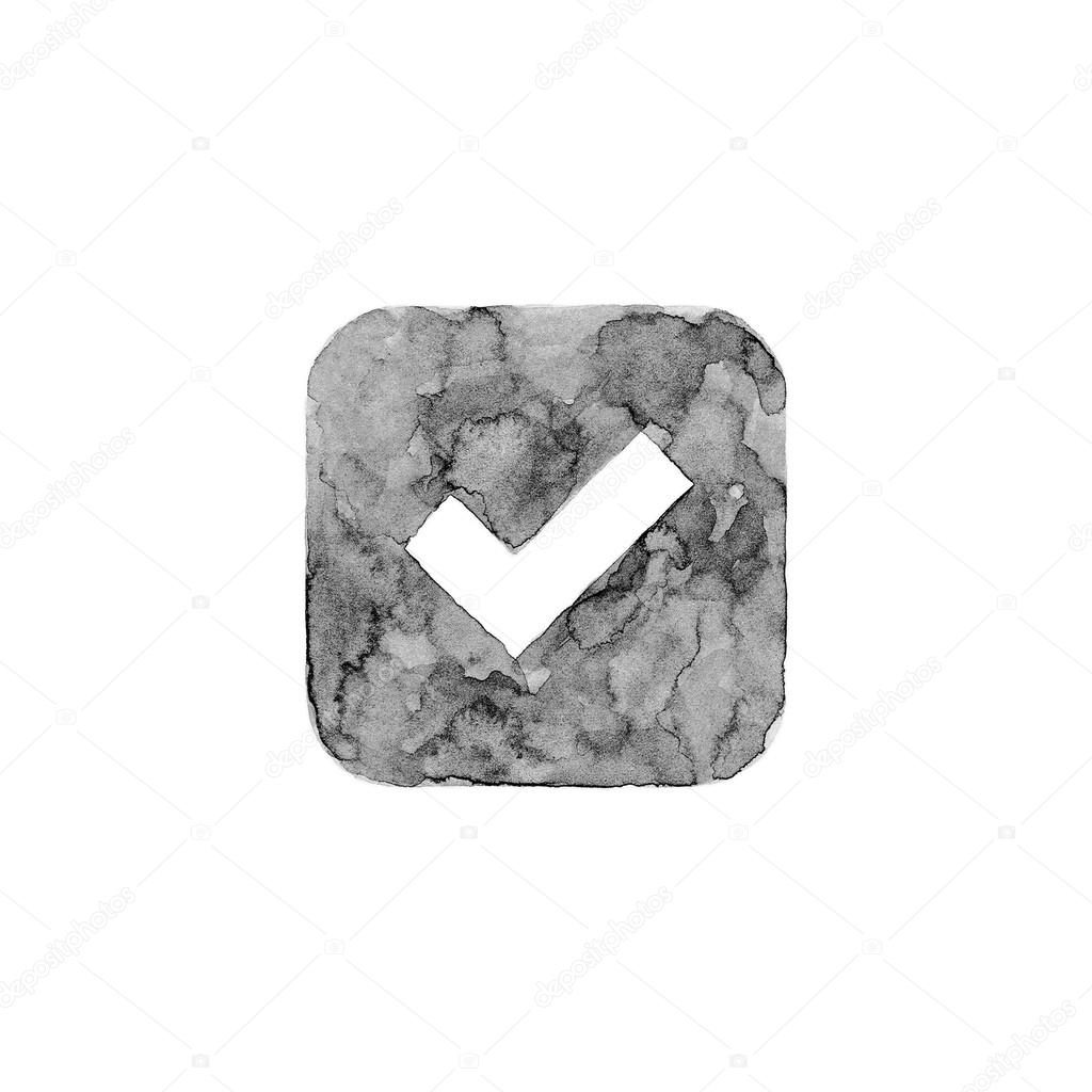 Check mark icon button with sign — Stock Photo © ifeelgood #44063323