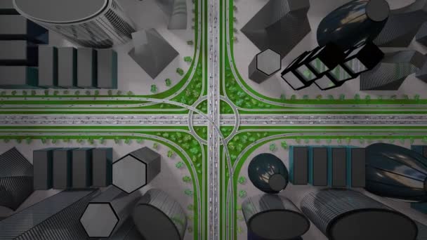 Highway Intersection Road Interchange Middle City Heavy Traffic View ...