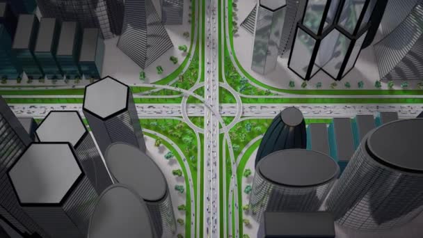 Highway Intersection Road Interchange Middle City Heavy Traffic View ...