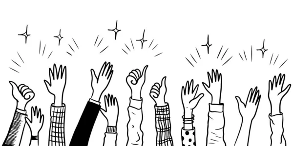 Hand Drawn Sketch Style Applause Thumbs Gesture Human Hands Clapping ...