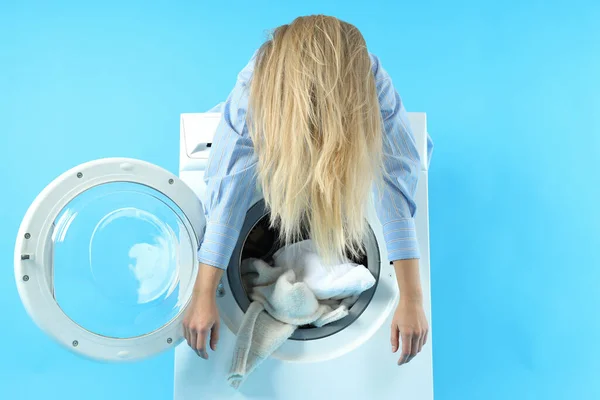 Girl washing machine Stock Photos, Royalty Free Girl washing machine ...