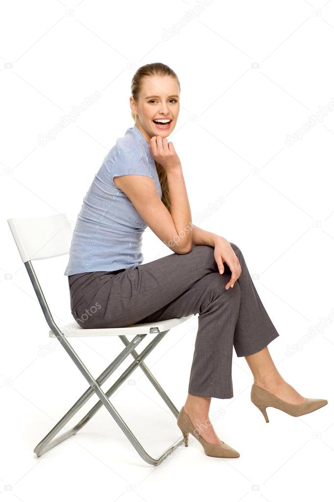 vrouw zitten op stoel — Stockfoto © pikselstock #27341535