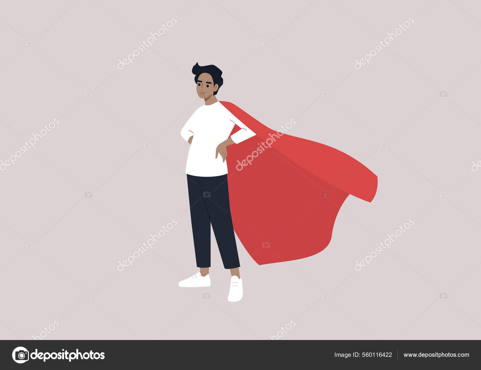 Young Male Caucasian Character Wearing Red Cape Superpower Daily Life ...