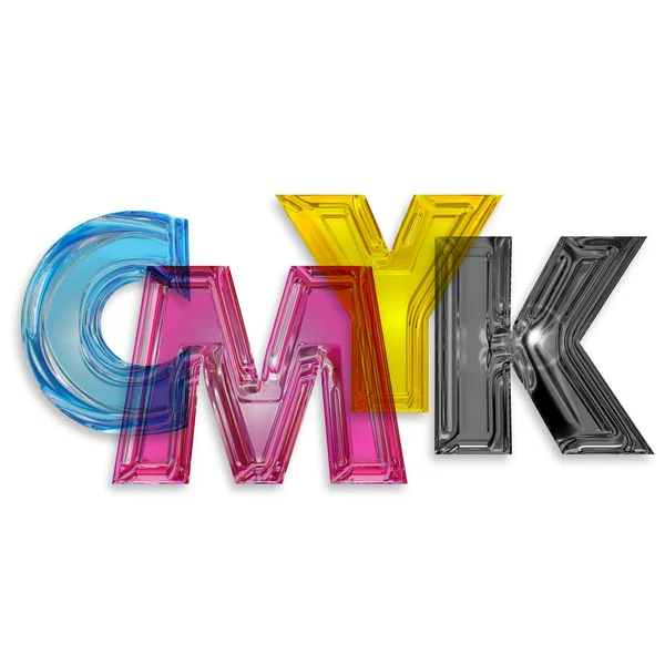 Letras transparentes cmyk aislado sobre fondo blanco — Foto de stock ...
