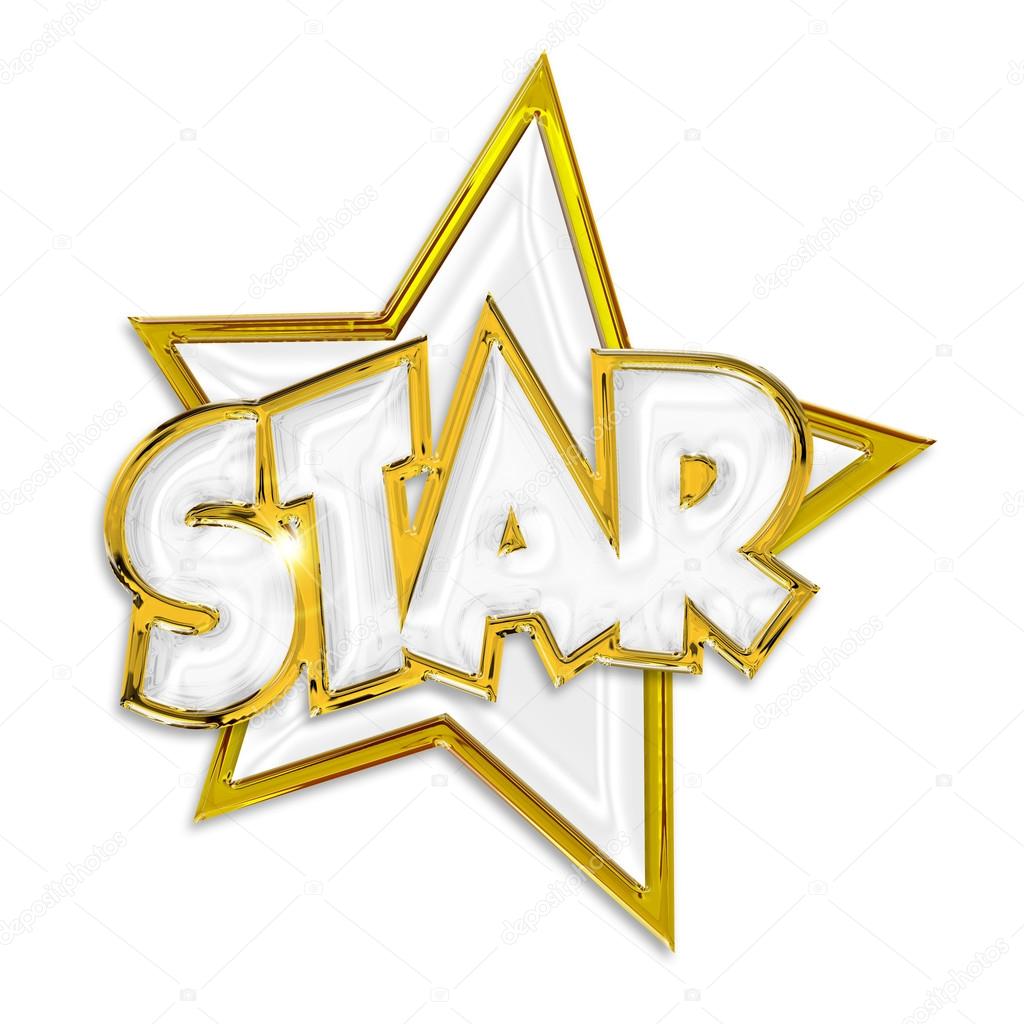 Shining star word isolated on white background — Stock Photo ...