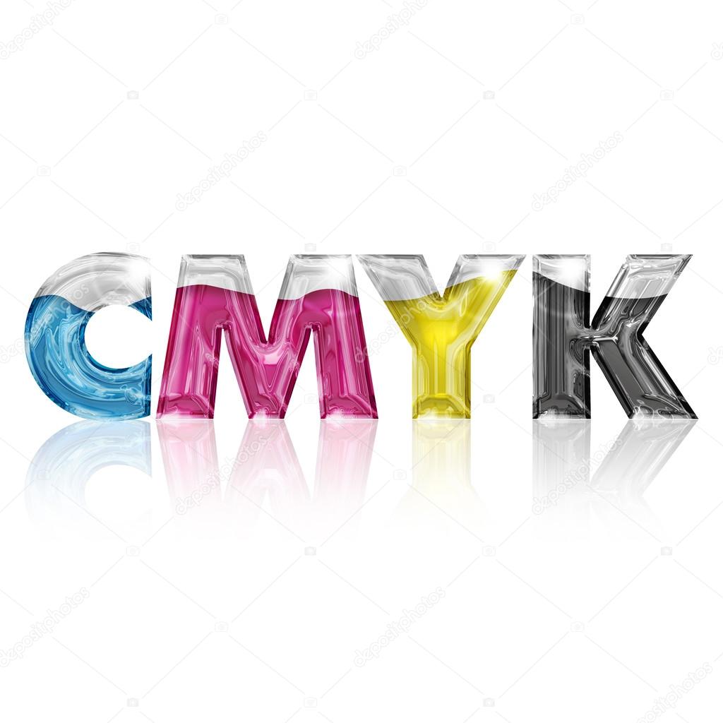 Letras transparentes cmyk aislado sobre fondo blanco — Foto de stock ...