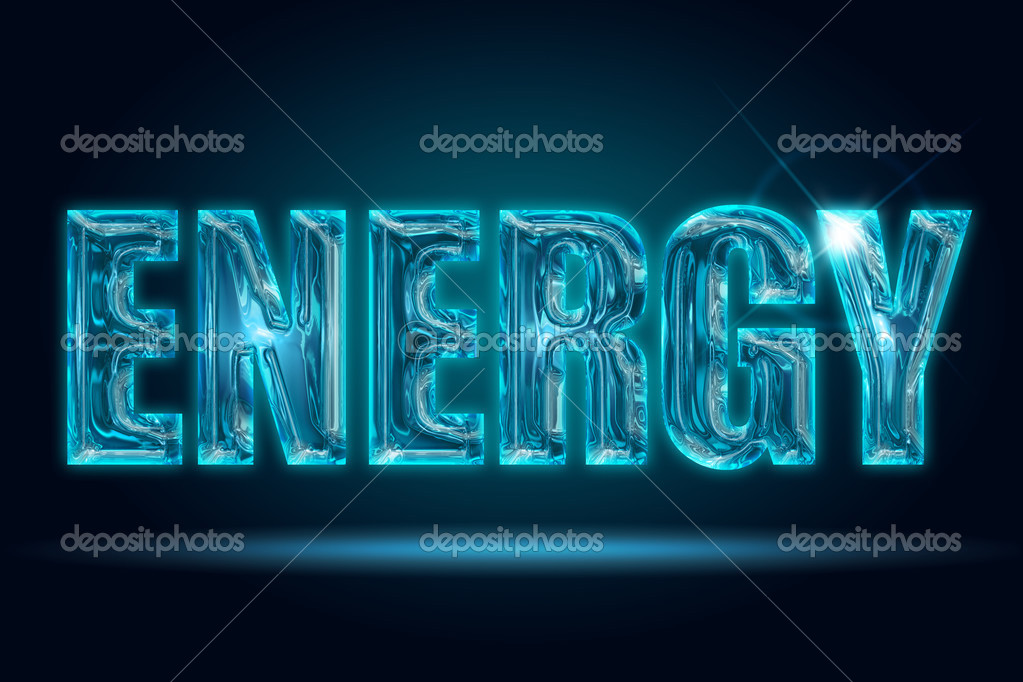 Shiny energy word isolated on a black background Stock Photo by ...