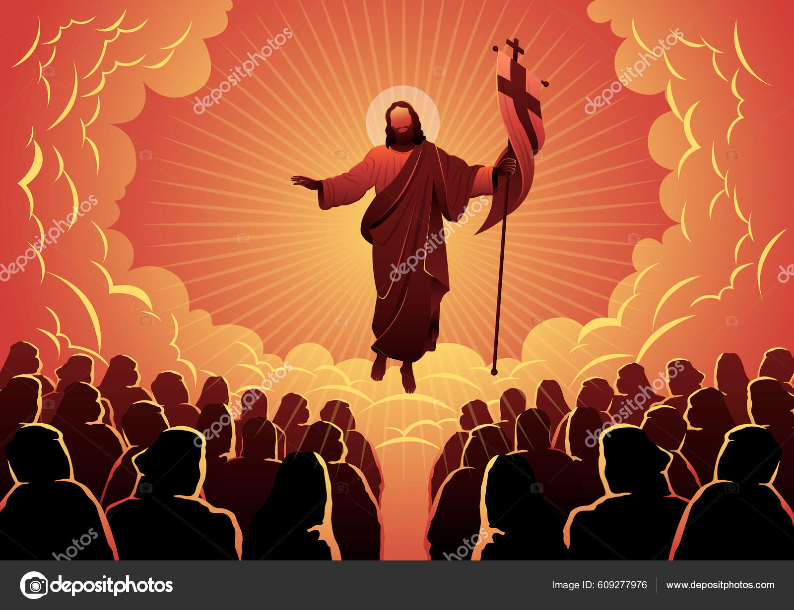 Kedatangan Kedua Yesus Kristus Vektor Stok oleh ©tujuh17belas 609277976