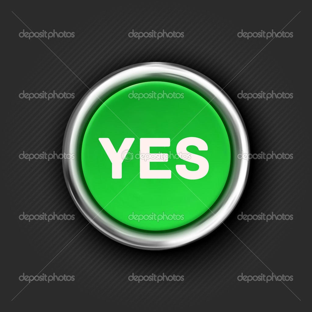 YES button, 3d green glossy metallic icon, vector. — Stock Vector ...