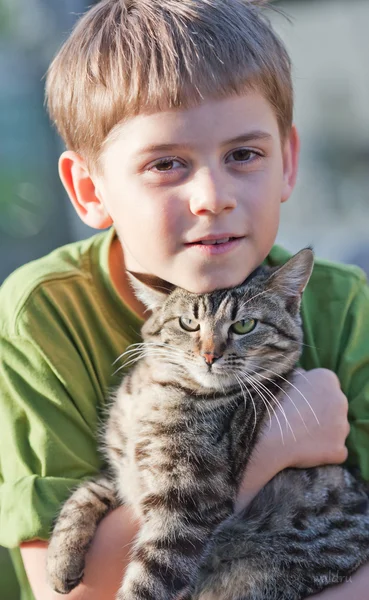 Little boy with cat Stock Photo by ©waldru 28019085