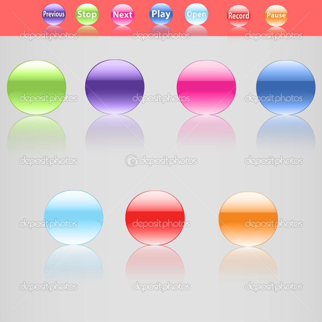 Set of seven beautiful buttons in different colors Stock Vector Image ...