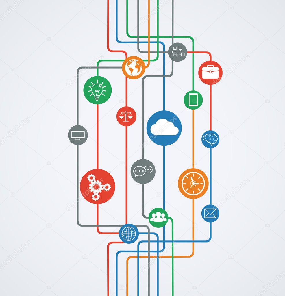 Network connections, information flow with icons. Stock Vector by ...