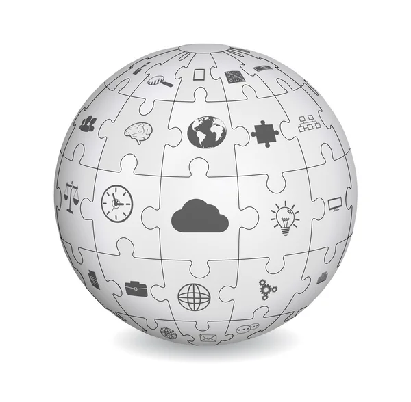 Logo with a globe made of puzzle pieces | Puzzle piece globe — Stock ...
