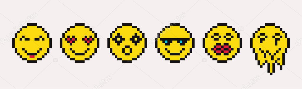 Pixel faces Vector Art Stock Images | Depositphotos