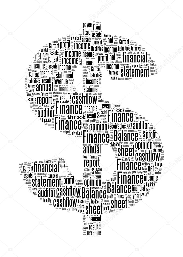 Dollar sign with finance terms or lingo info text graphics and ...