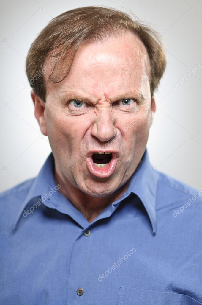 Mature Caucasian Man Yelling Angrily — Stock Photo © Camrocker #24079719