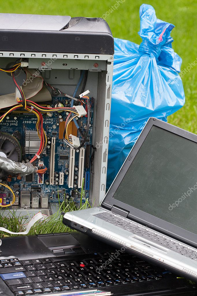 Computer Garbage on grass Stock Photo by ©photographee.eu 27500847