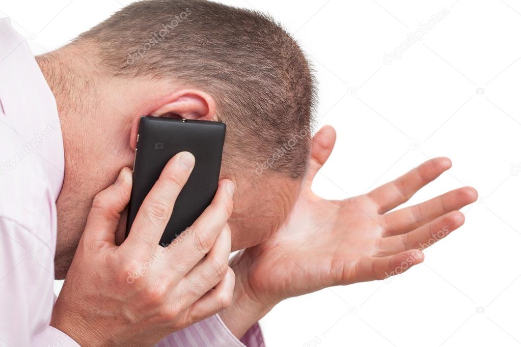 Frustrated man talking on the phone Stock Photo by ©photographee.eu ...