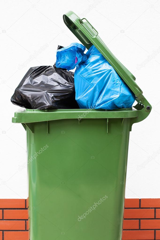 Full green dustbin Stock Photo by ©photographee.eu 33741941
