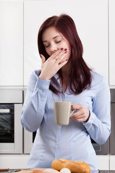 Sleepy woman drinking coffee - Stock Image - Everypixel