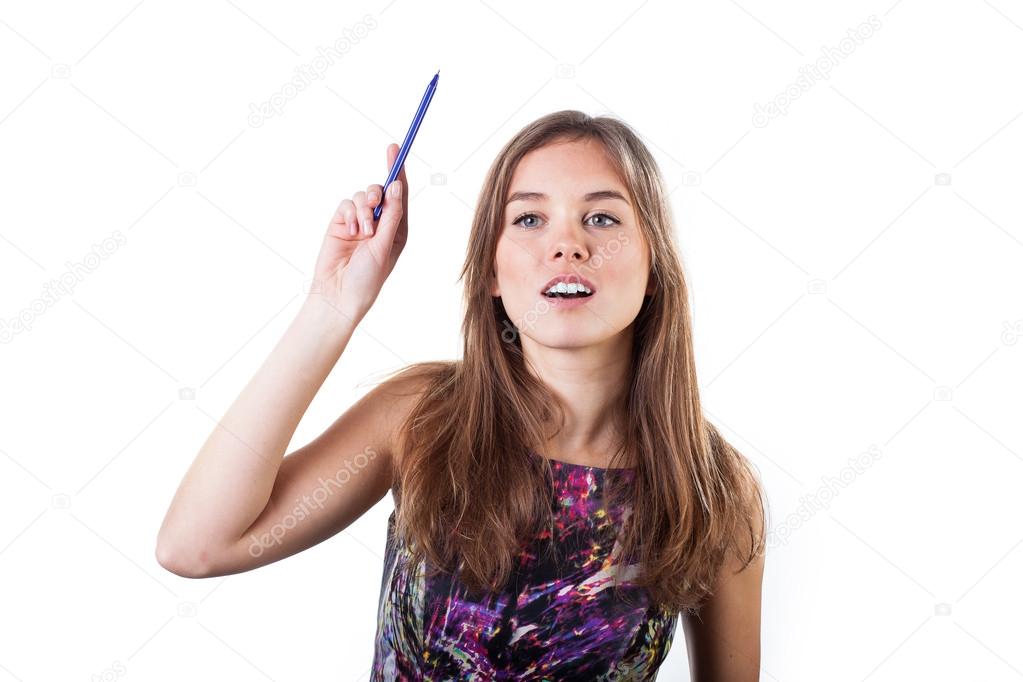 Student raising hand to asking the question — Stock Photo ...