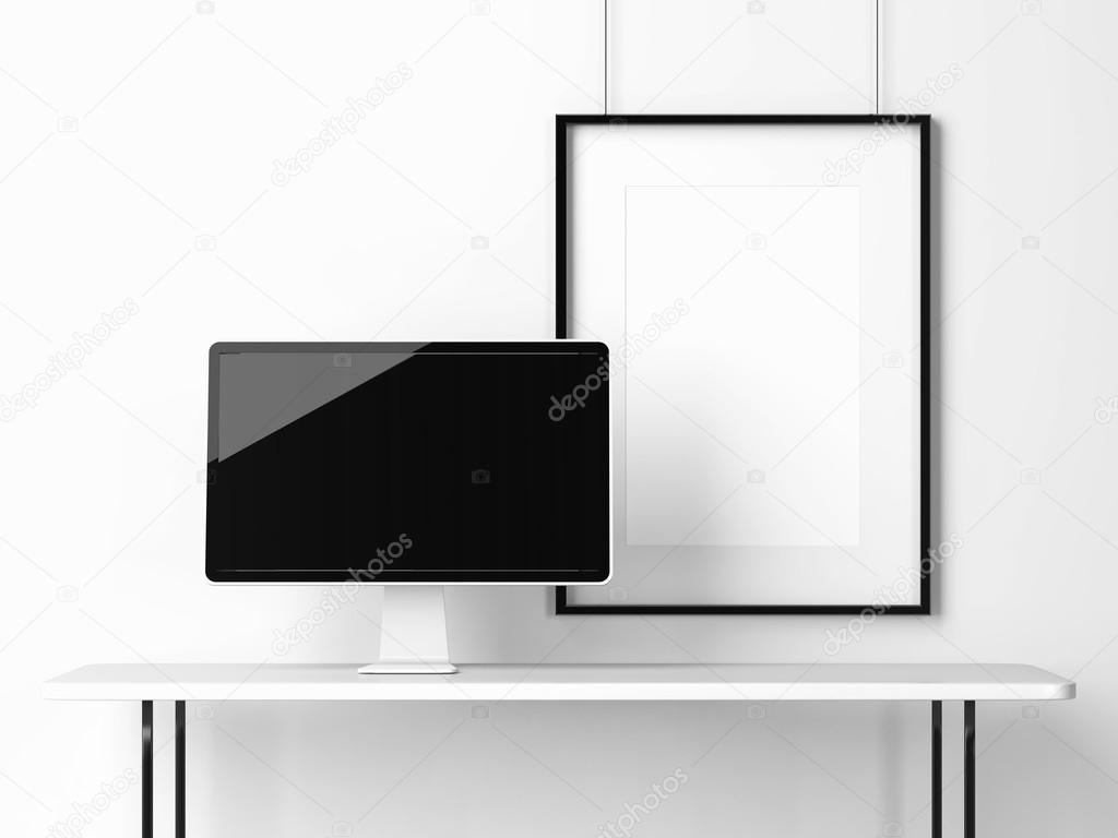 Black screen monitor and frame — Stock Photo © kantver #38570331