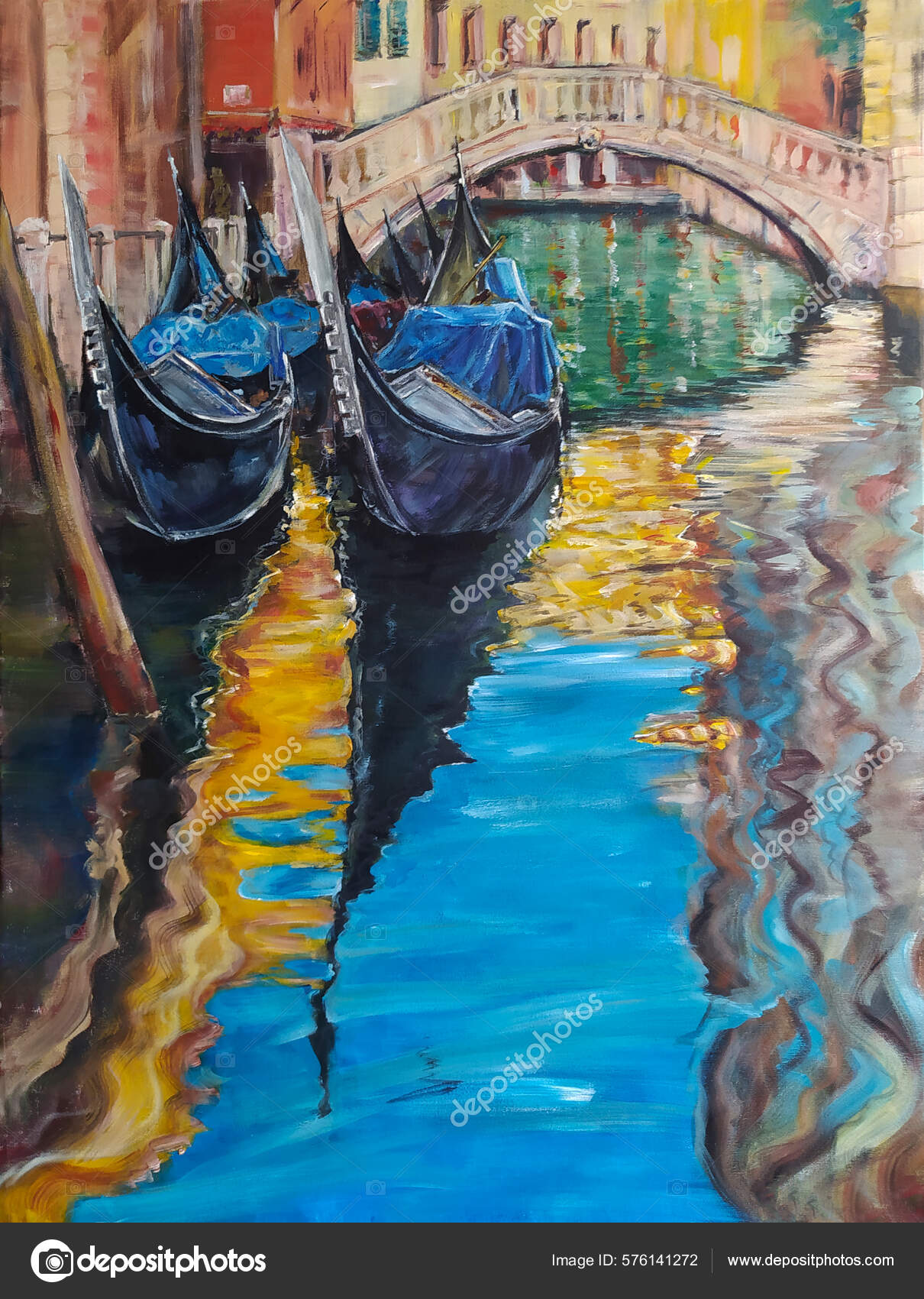 Gondolas Canal Venice Oil Painting Stock Illustration by ©ypsg2008 ...