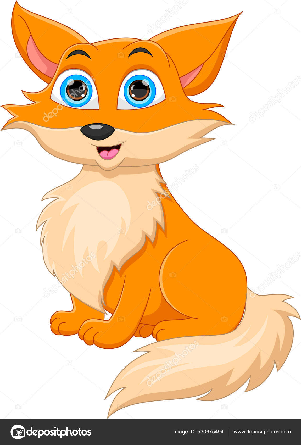 Bonito Raposa Desenhos Animados Isolado Fundo Branco Vetor de ©lawangdesign 530675494