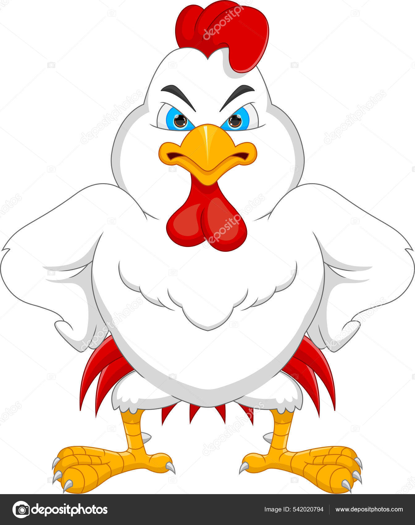 Wütender Hahn Cartoon Lustiger Hahn Der Karikatur Auf Weißem