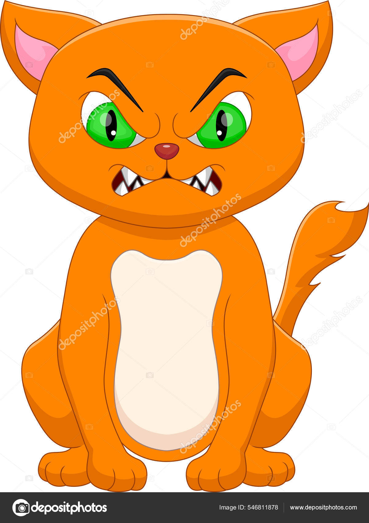 Angry Cat Cartoon Isolated White Background Stock Vector Image by ...