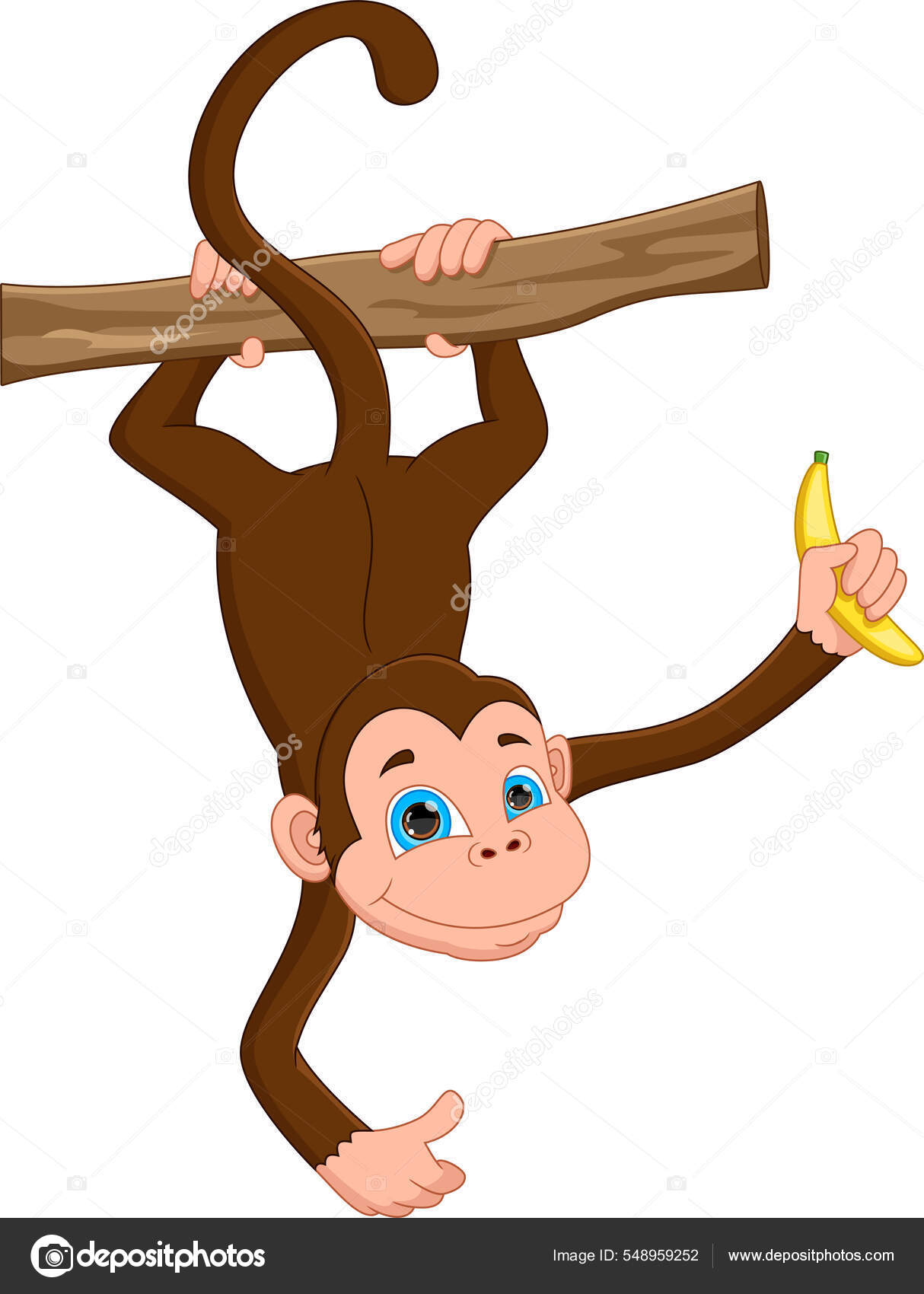 Cartoon Cute Monkey Holding Banana Stock Illustration by ©lawangdesign ...