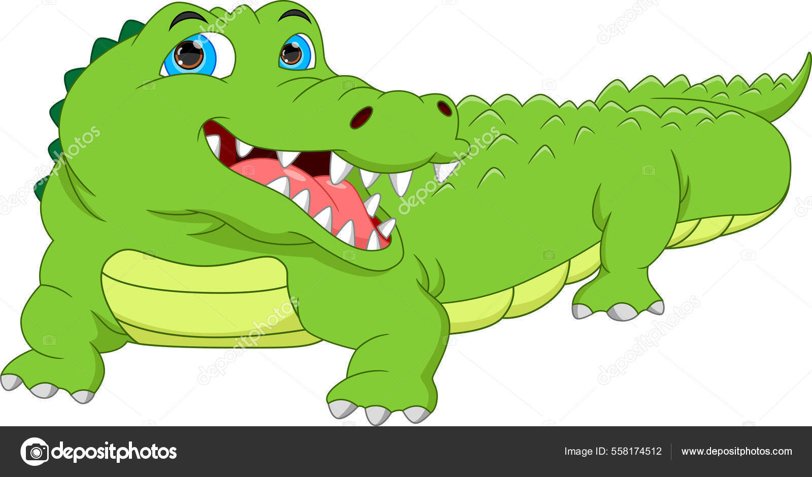 Bonito Crocodilo Desenhos Animados Fundo Branco Vetor de stock de ...