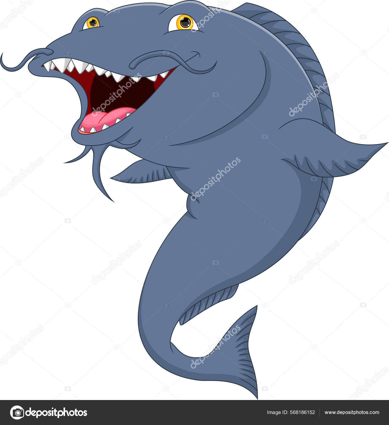 Lindo Bagre Dibujos Animados Sobre Fondo Blanco Vector de stock ...