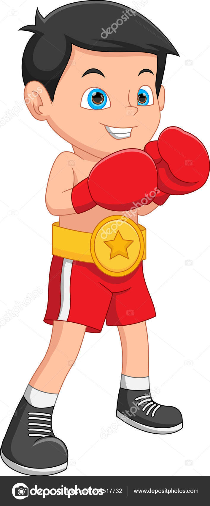 Cute Boy Boxing Cartoon White Background Stock Vector by ©lawangdesign ...