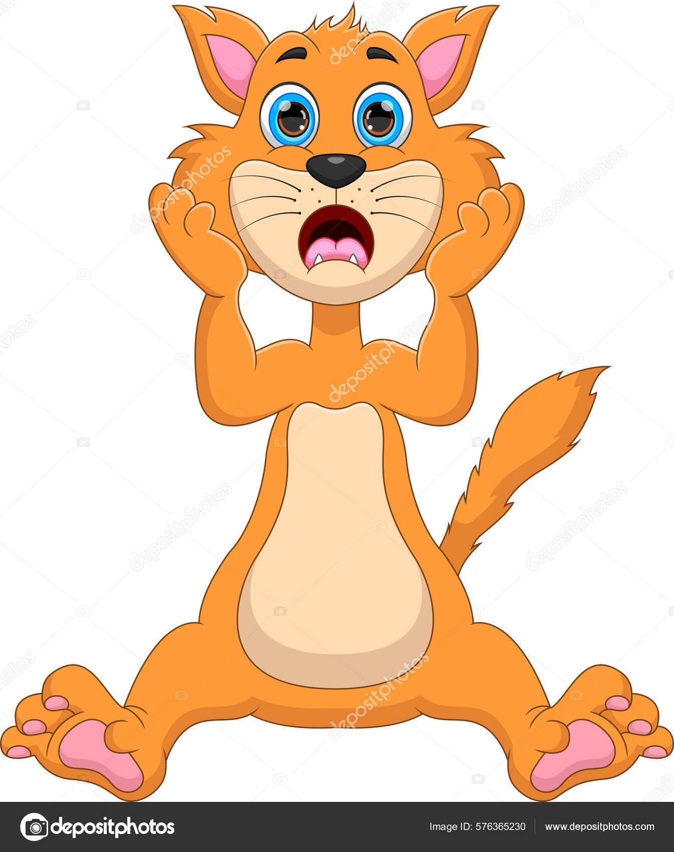 Shocked Cat Cartoon White Background Stock Vector Image by ...