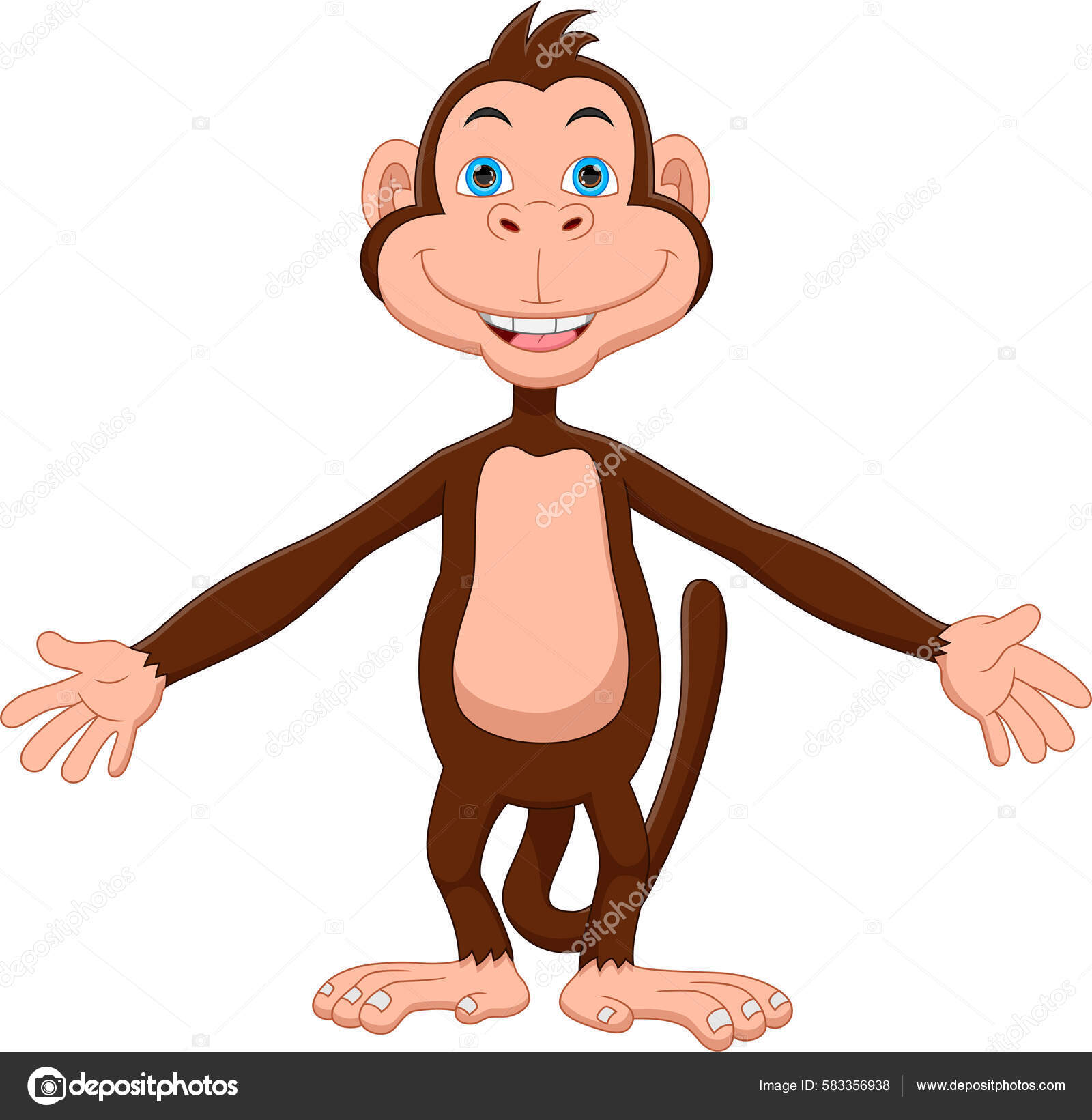 Cartoon Cute Monkey Waving White Background Stock Vector by ...